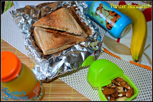 Paneer Sandwich - Subbus Kitchen