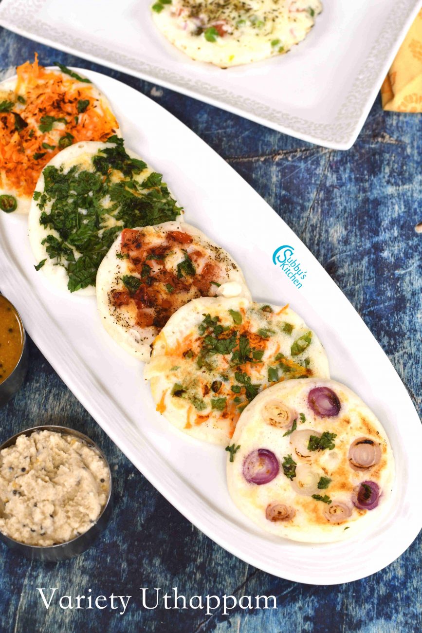 Variety Uthappam | Mini Uttapam Recipe | Uttapam | 5+ Utappam - Subbus ...