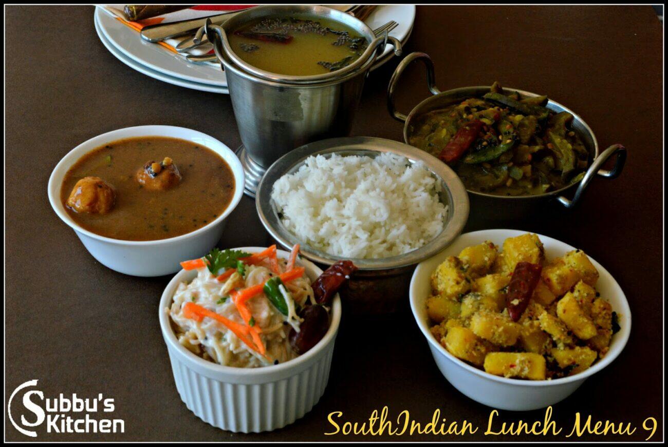 South Indian Lunch Menu 9 - Paruppu Urundai Kuzhambu, Mor Rasam, Raw ...
