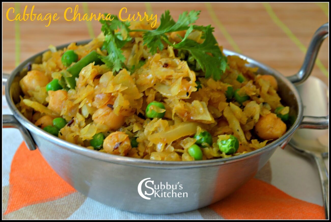 Cabbage Channa Dry Curry Recipe | Chole Patta Gobhi Curry Recipe ...