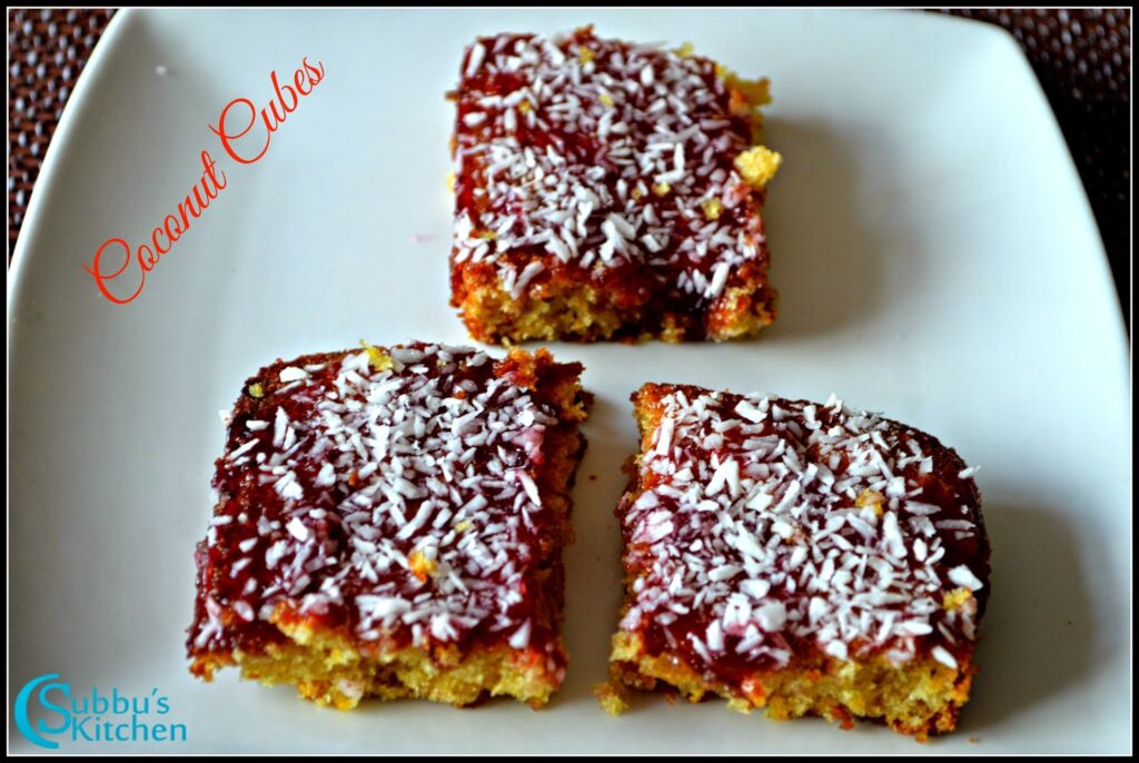 Eggless Coconut Cubes Recipe - Subbus Kitchen