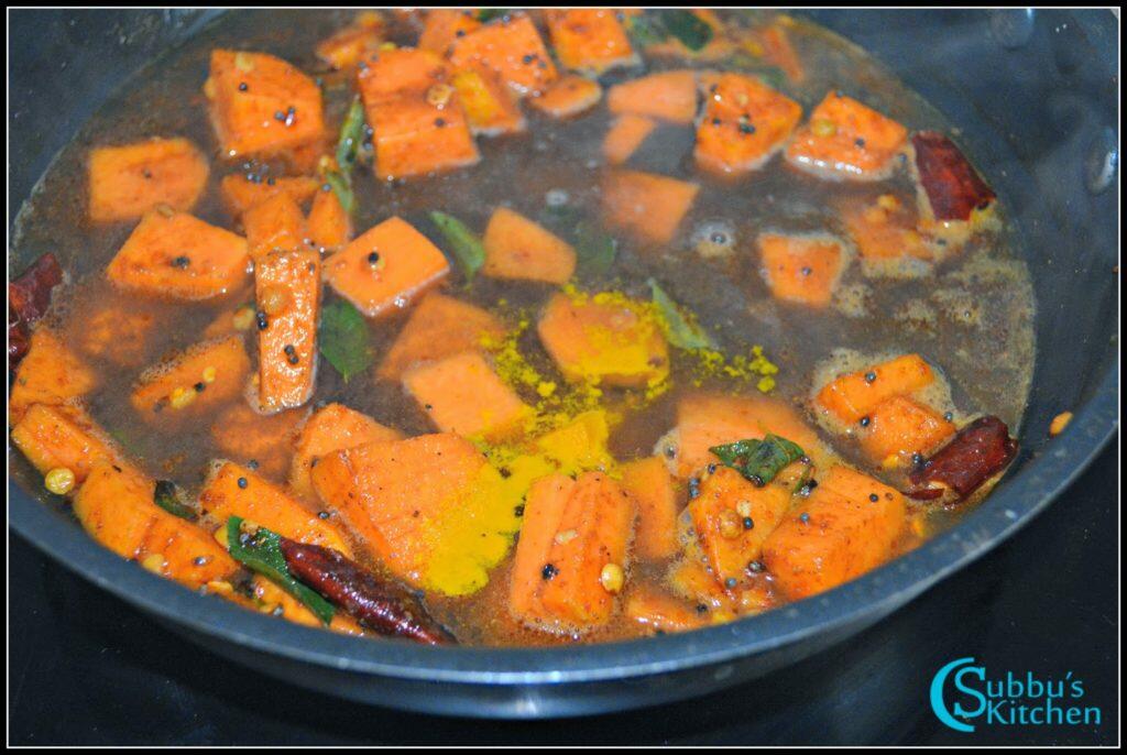 Parangikai Puli Kuzhambu Recipe | Yellow Pumpkin Kuzhambu - Subbus Kitchen