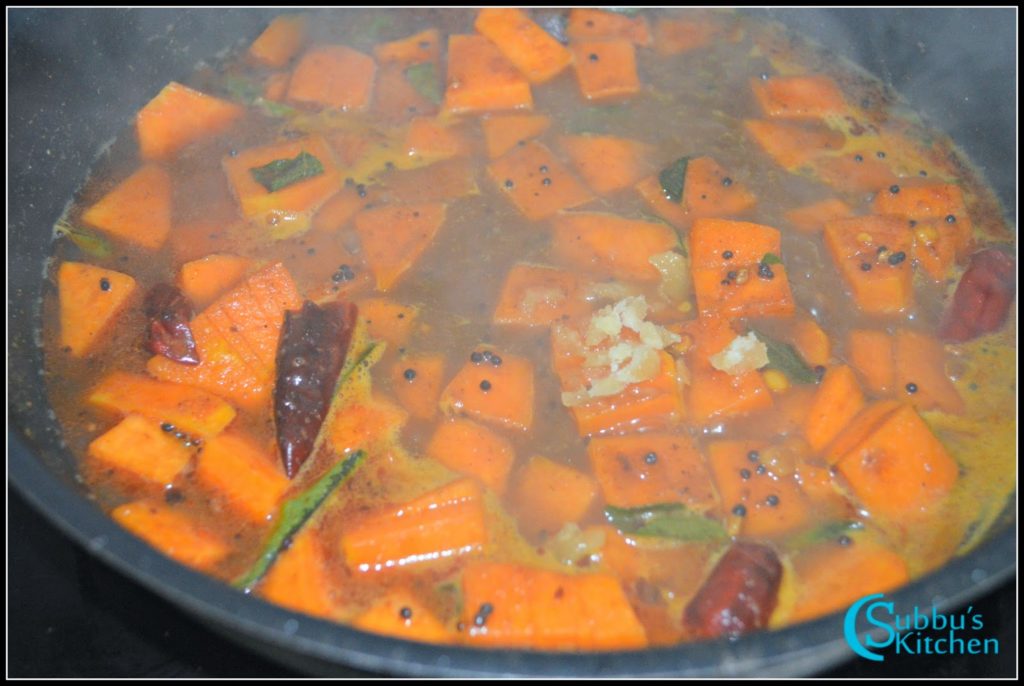 Parangikai Puli Kuzhambu Recipe | Yellow Pumpkin Kuzhambu - Subbus Kitchen
