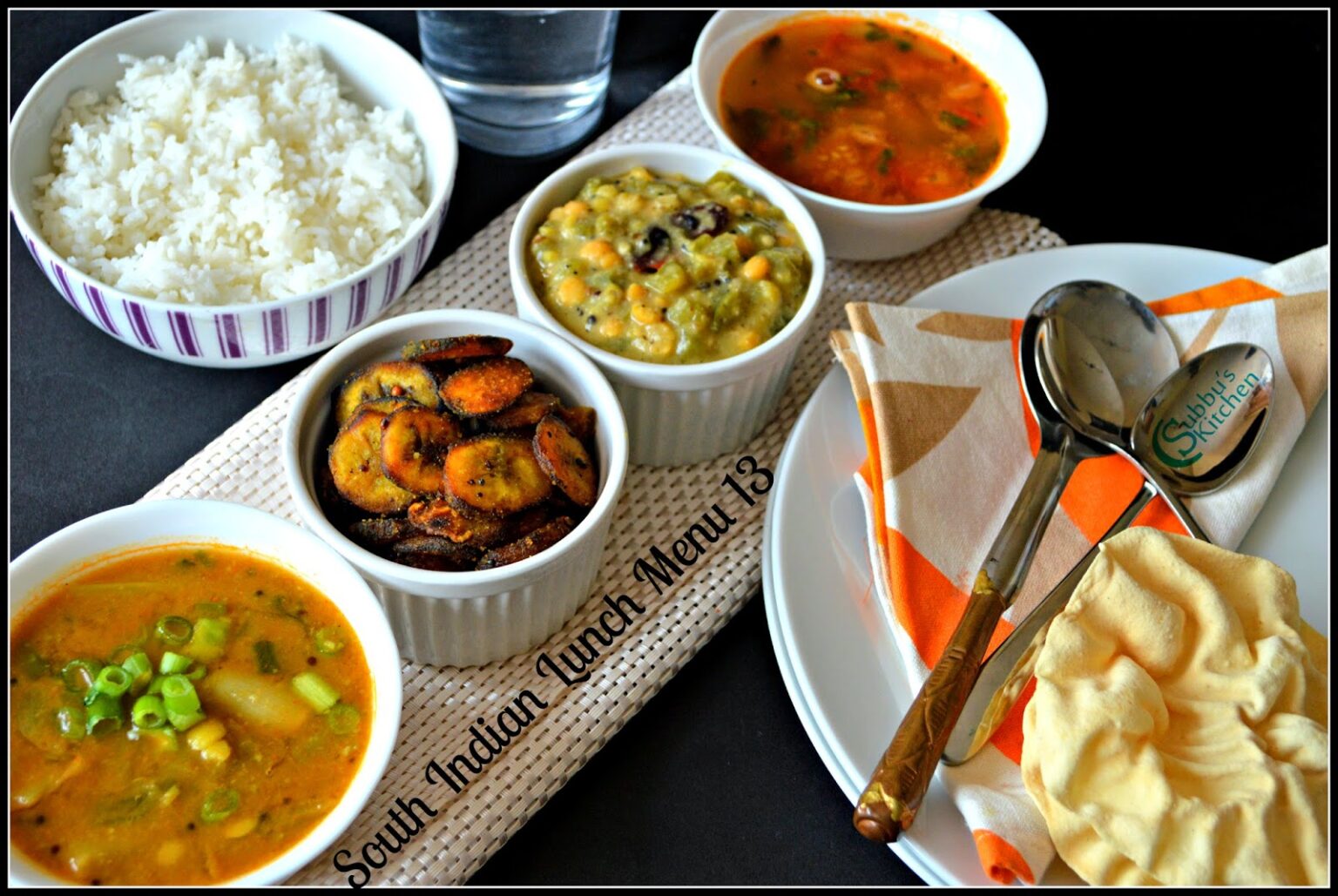 South Indian Lunch Menu 13 - Spring Onion Sambar, Capsicum Kootu ...