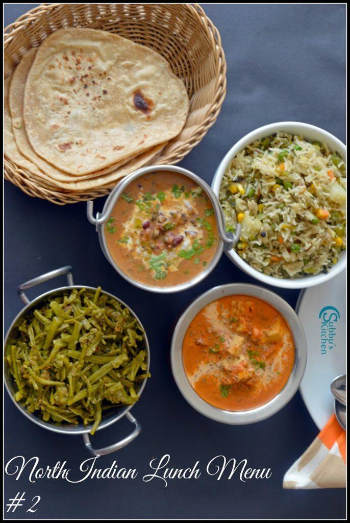 North Indian Lunch Menu 2 - Chapati, Dal Makhani, Paneer Butter Masala ...