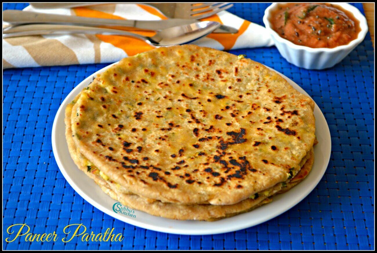 Paneer Paratha Recipe - Subbus Kitchen