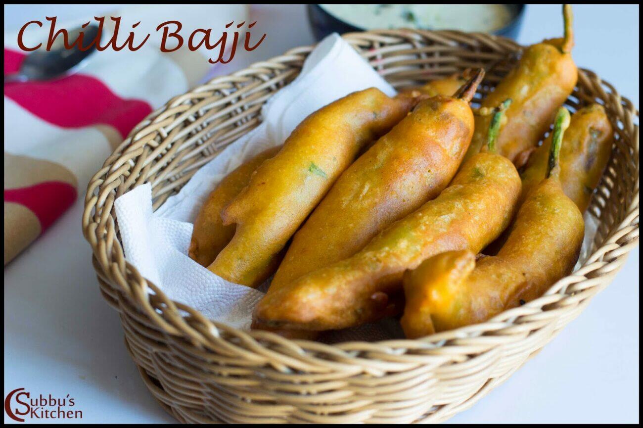 Milagai Bajji Recipe | Chilli Bajji Recipe | Mirchi Bajji Recipe ...