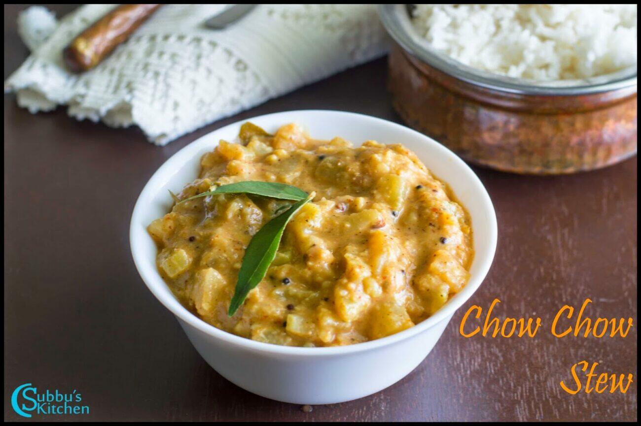 Chow Chow Kootu Recipe | Chayote Squash Stew Recipe - Subbus Kitchen