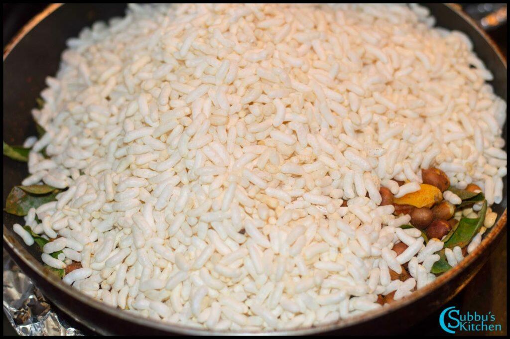 Masala Pori Recipe | Spicy Puffed Rice Recipe - Subbus Kitchen