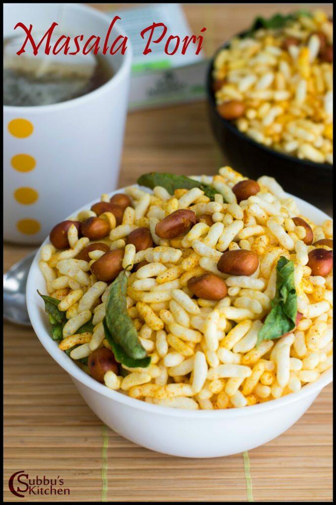 Masala Pori Recipe | Spicy Puffed Rice Recipe - Subbus Kitchen