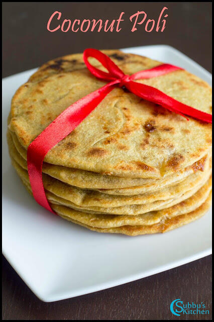 Coconut Poli Recipe | Thengai Purana Poli Recipe | Wheat Flour Poli ...