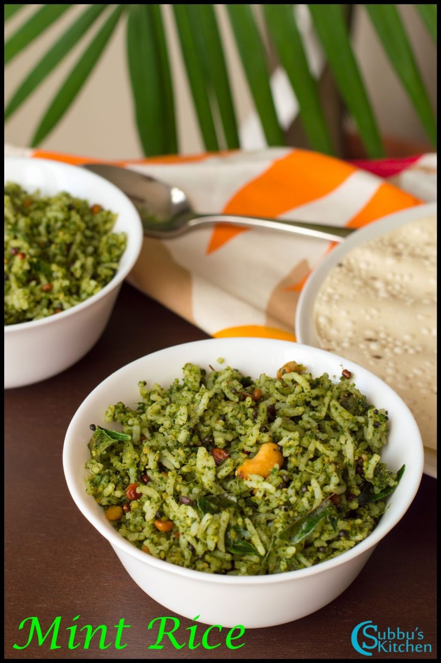 Pudhina Rice(Mint Rice) - Subbus Kitchen