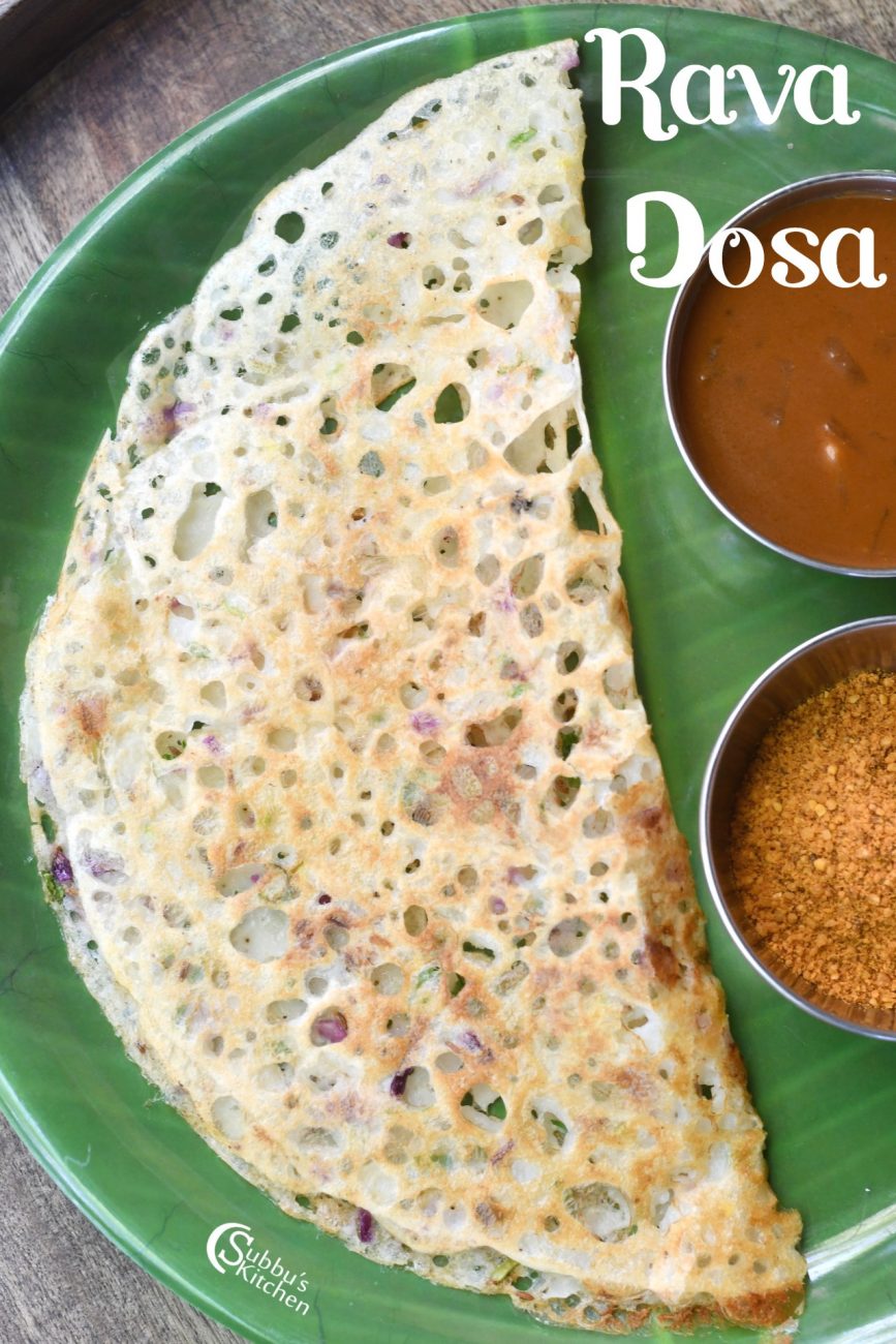 Rava Dosai | Restaurant Style Crispy Rava Dosa Recipe - Subbus Kitchen