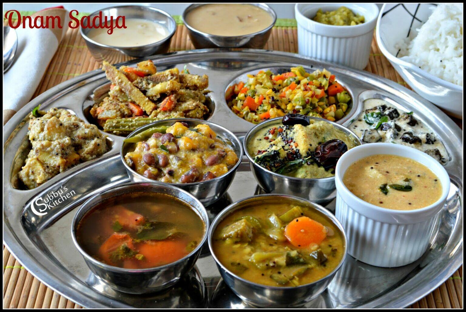 Onam Sadya (Onam Festival Lunch Menu) - Sambar, Rasam, Puliseri ...