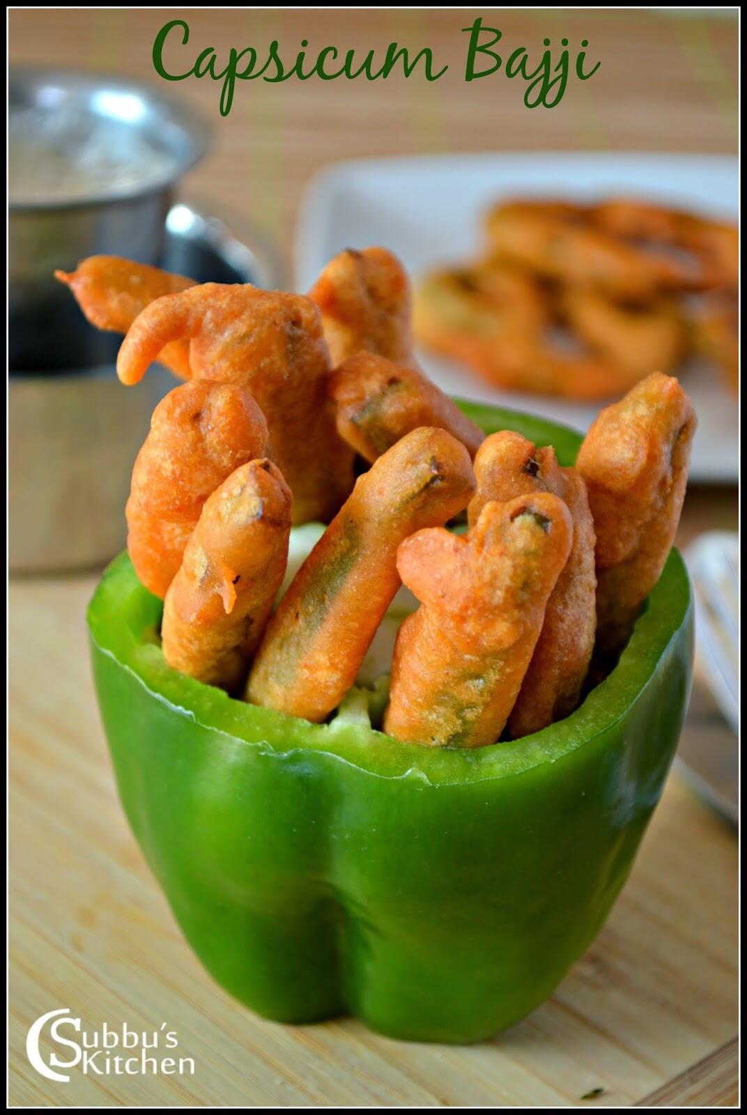 Capsicum Bajji Recipe | Kuda Milagai Bajji Recipe | Bell Pepper Bajji ...