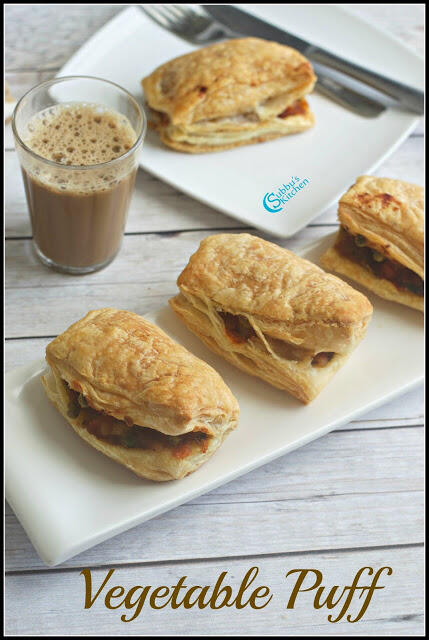 Bakery Style Vegetable Puff Recipe | Vegg Puff Recipe - Subbus Kitchen