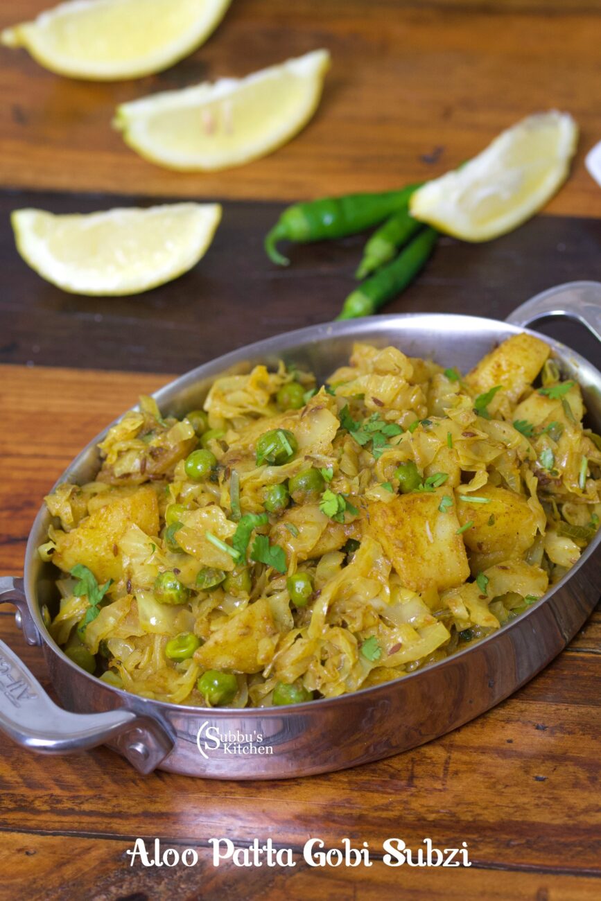 Aloo Patta Gobhi Curry / Potato Cabbage Stir Fry - Subbus Kitchen