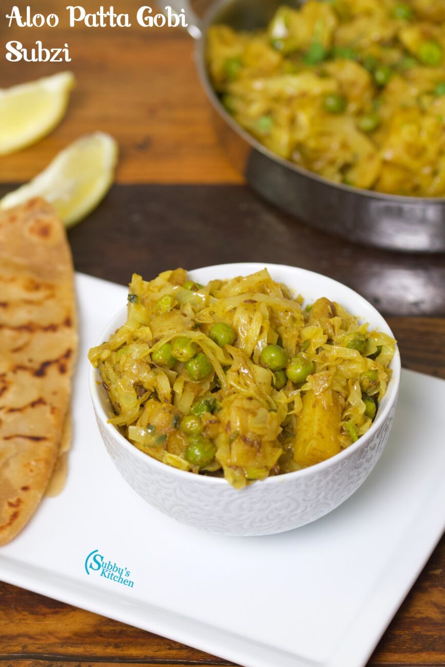 Aloo Patta Gobhi Curry / Potato Cabbage Stir Fry - Subbus Kitchen
