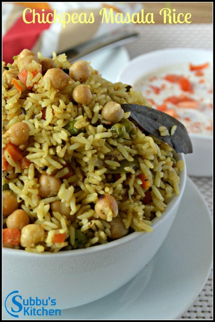 Chickpeas Masala Rice - Subbus Kitchen