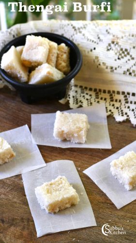 Thengai Burfi (Coconut Burfi) - Subbus Kitchen