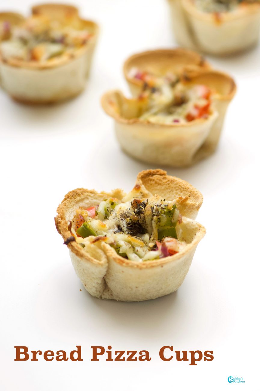 Bread Pizza Cups - Subbus Kitchen