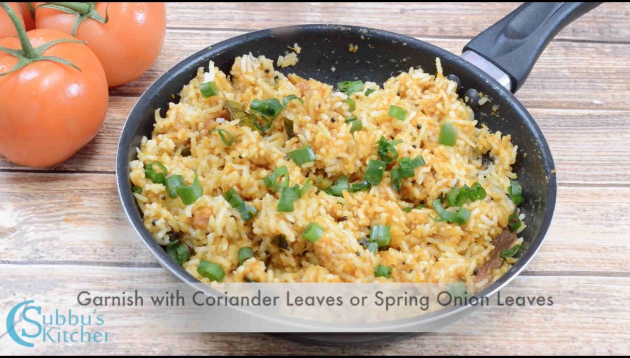 Tomato Rice using Thokku (Tomato Onion Masala) - Subbus Kitchen