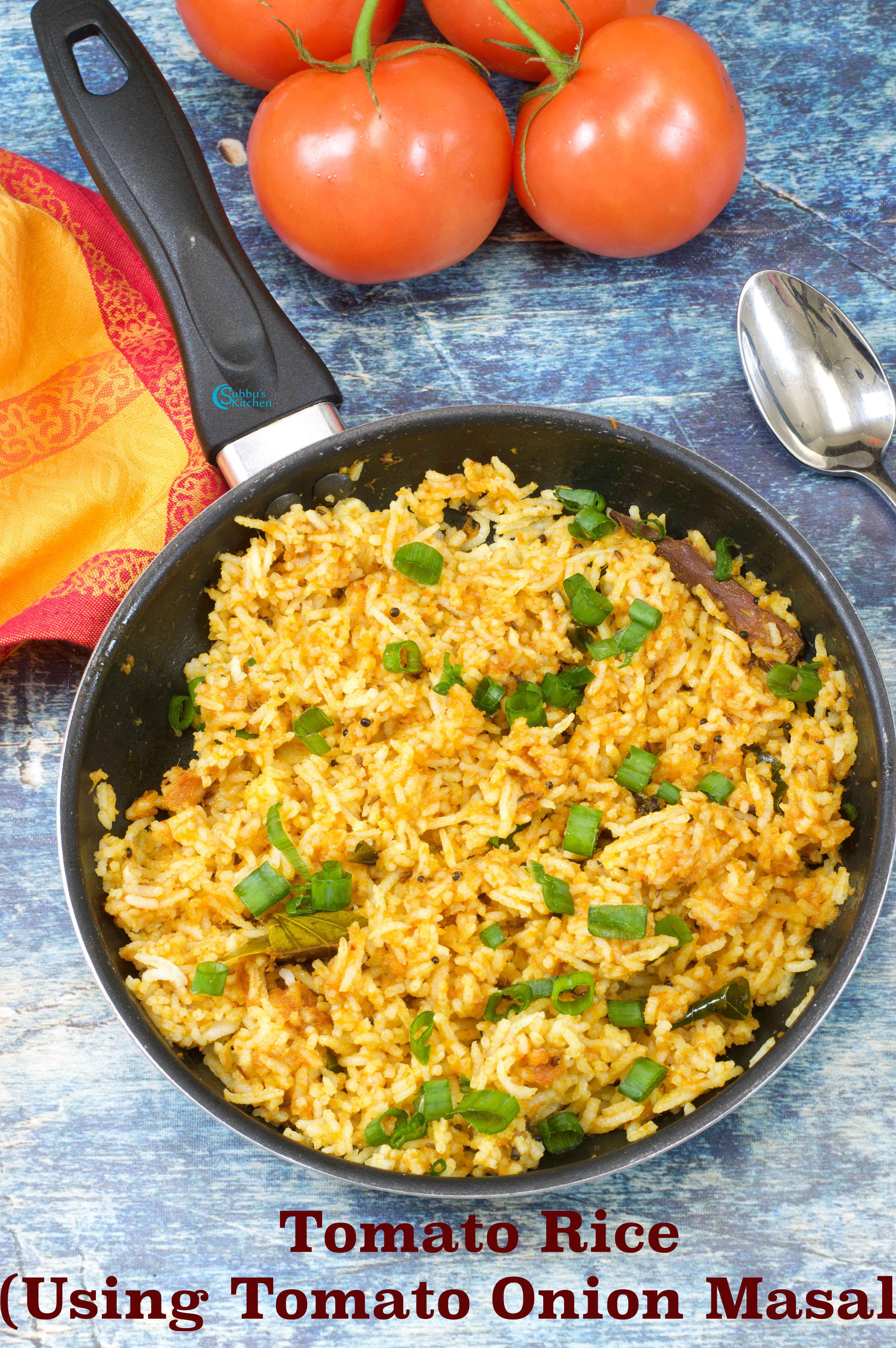 Tomato Rice using Thokku (Tomato Onion Masala) - Subbus Kitchen