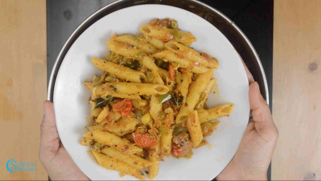 Masala Pasta Recipe | Indian Style Pasta Recipe - Subbus Kitchen
