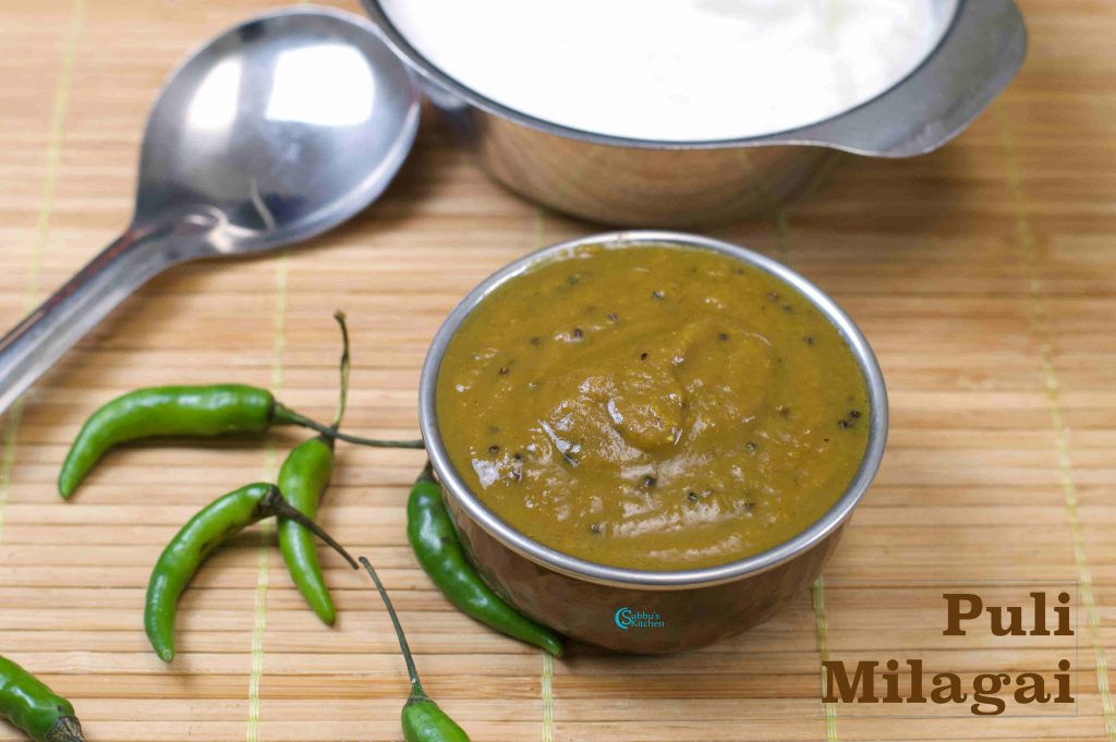 Puli Milagai | Green Chili Chutney - Subbus Kitchen