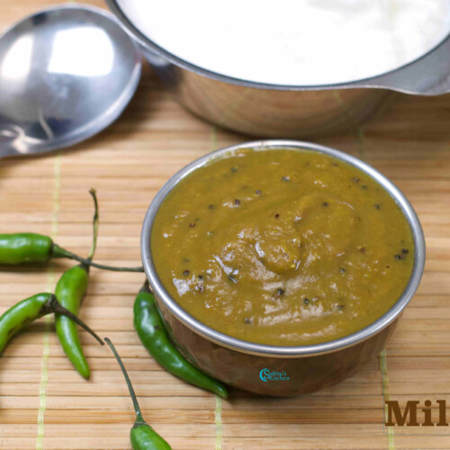 Puli Milagai | Green Chili Chutney - Subbus Kitchen