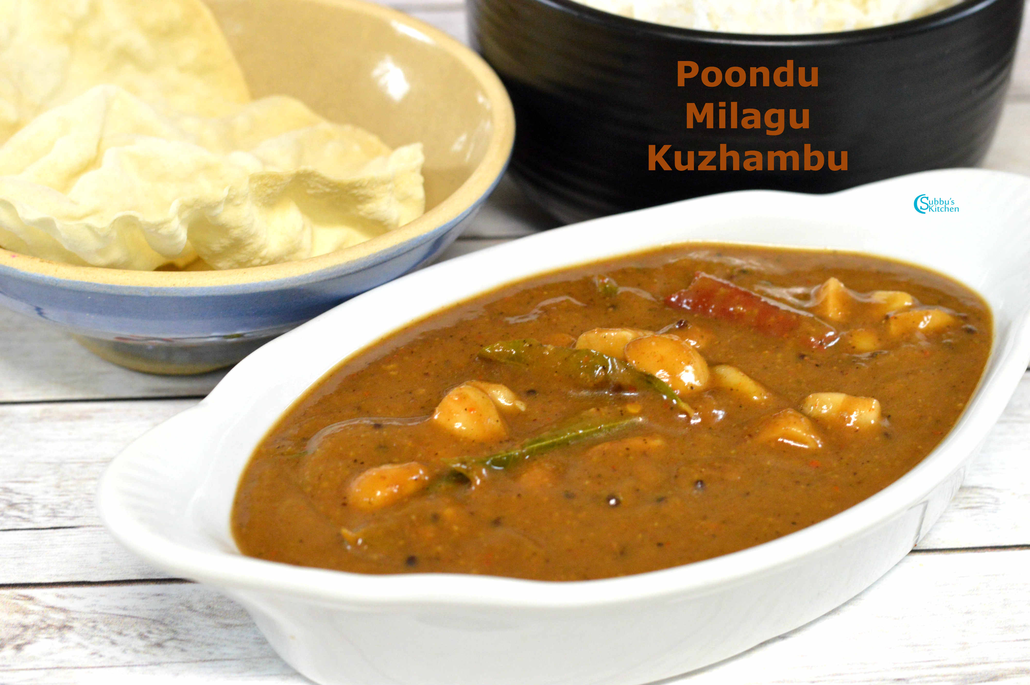 Poondu Milagu Kuzhambu | Garlic Pepper Curry - Subbus Kitchen