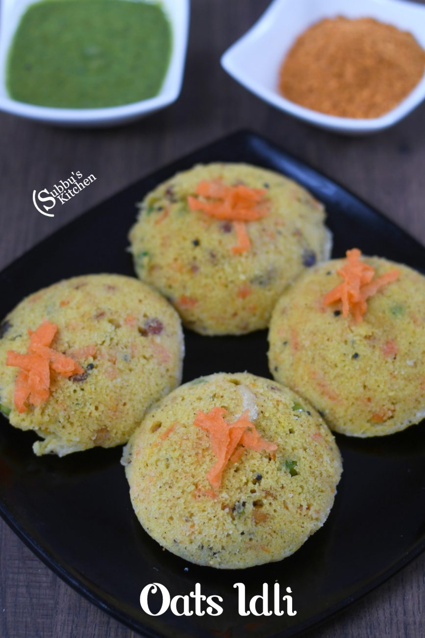Instant Vegetable Oats Idli - Subbus Kitchen