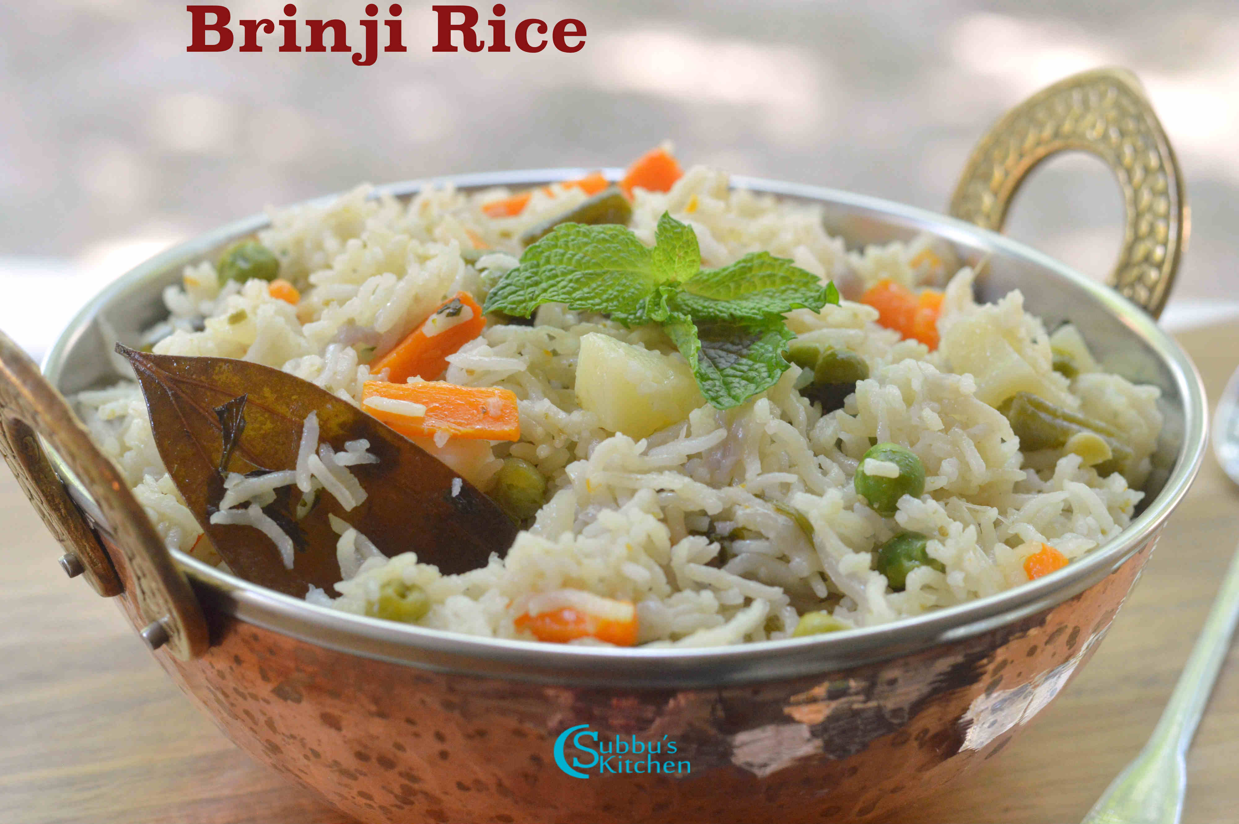 Brinji Rice Recipe | Vegetable Brinji Rice Recipe - Subbus Kitchen