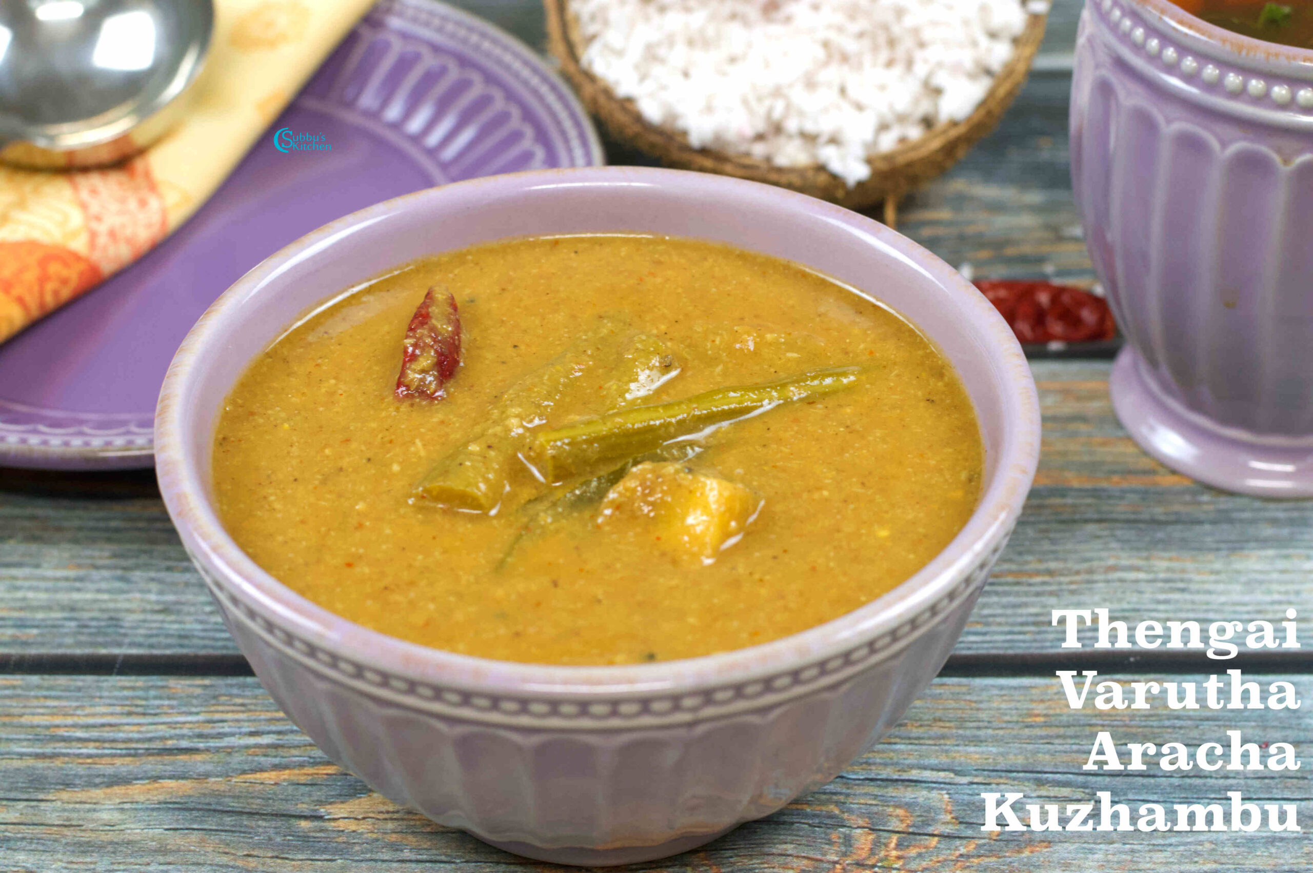 Thengai Varuthu Aracha Kuzhambu - Subbus Kitchen