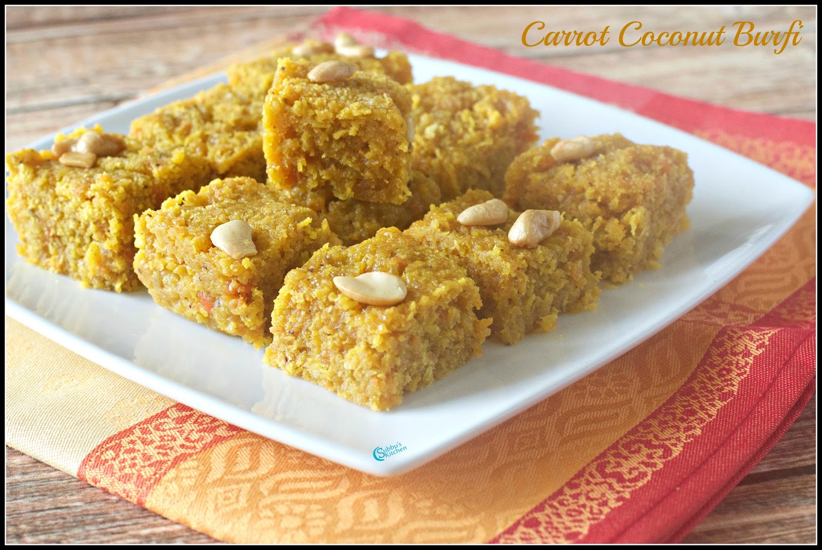 Carrot Coconut Burfi Recipe - Subbus Kitchen