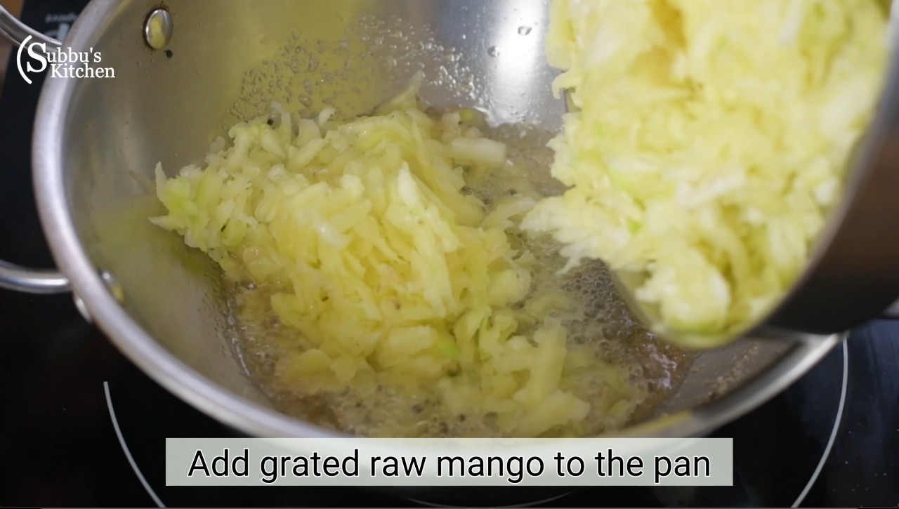 Mangai Thokku Recipe | Grated Raw Mango Pickle - Subbus Kitchen