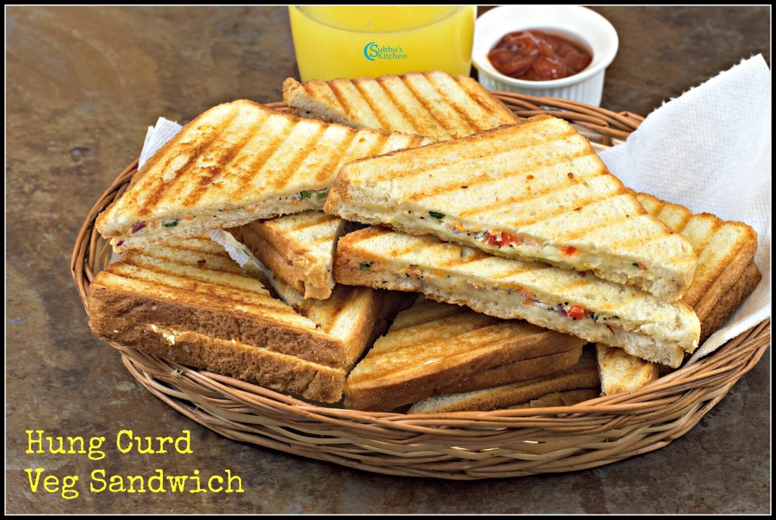 Veg Curd Sandwich Recipe | Curd Sandwich Recipe - Subbus Kitchen