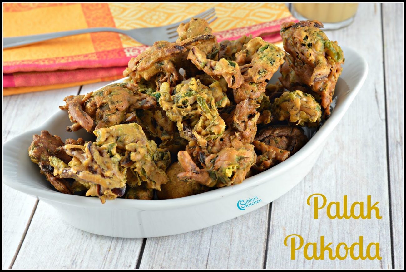 Palak Pakoda Recipe | Spinach Fritters Recipe - Subbus Kitchen