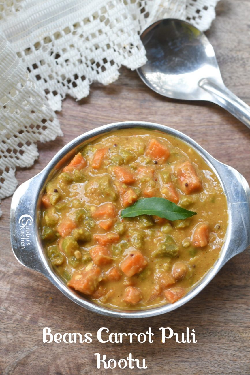 Carrot Beans Puli Kootu Recipe | Carrot Beans Tamarind based Stew ...