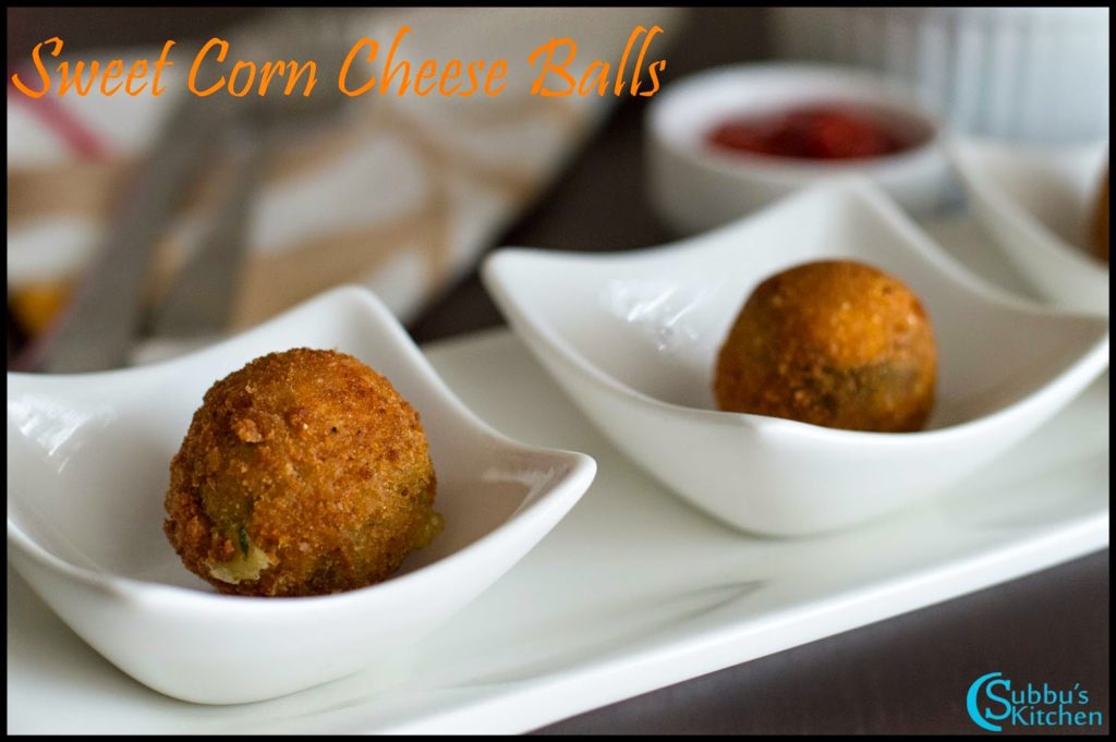 Sweet Corn Cheese Balls Recipe | Cheese Corn Balls Recipe - Subbus Kitchen