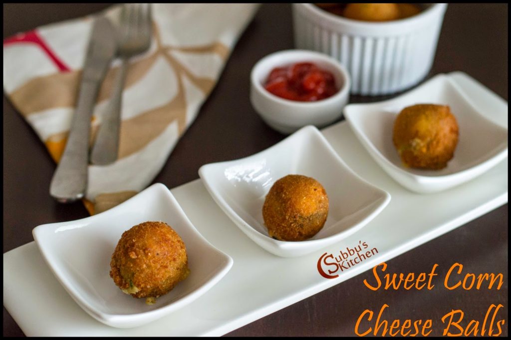 Sweet Corn Cheese Balls Recipe | Cheese Corn Balls Recipe - Subbus Kitchen