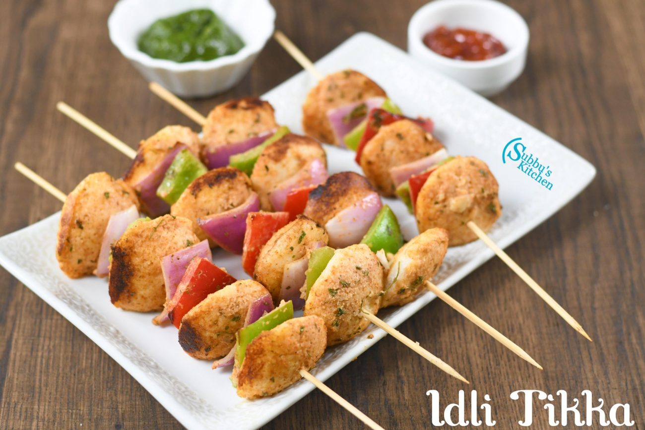 Idli Tikka Recipe | Kid's Friendly Snack with Left over Idli - Subbus ...