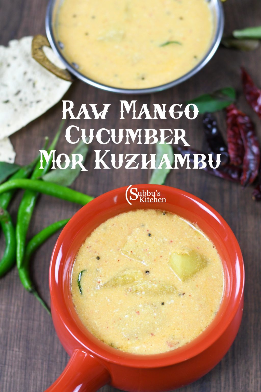Manga Vellarika Mor Kuzhambu | Raw Mango Cucumber Pulissery - Subbus ...