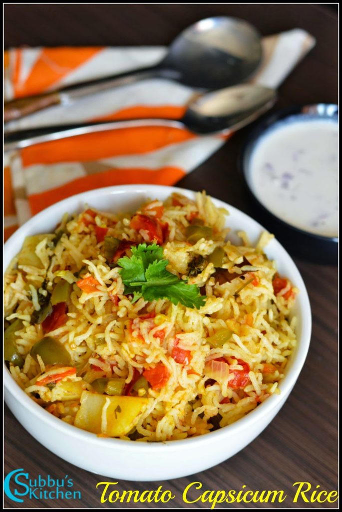 Andhra Tomato Capsicum Rice Recipe | Andhra Thakkali Kudamilagai Sadham ...