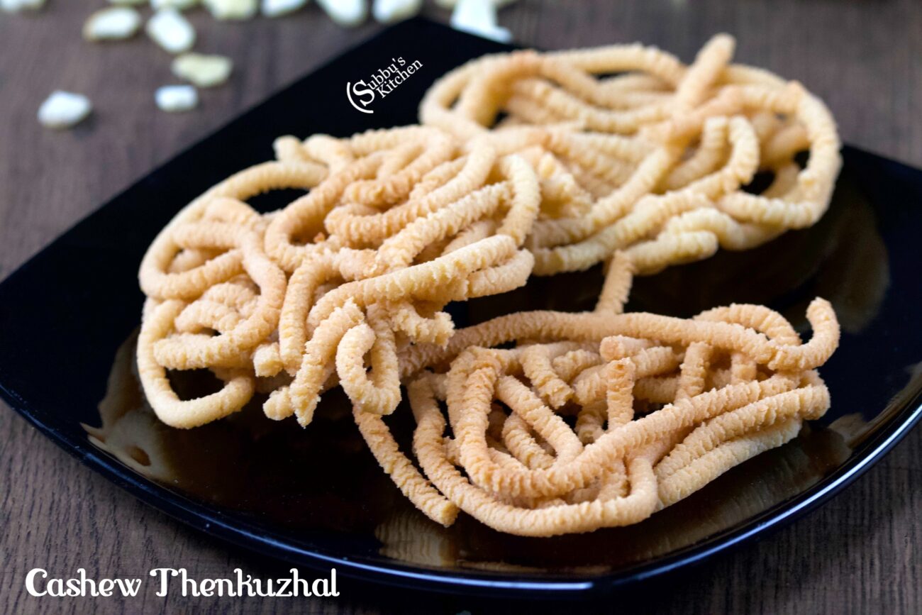 Cashew Thenkuzhal Recipe | Munthiri Murukku Recipe - Subbus Kitchen