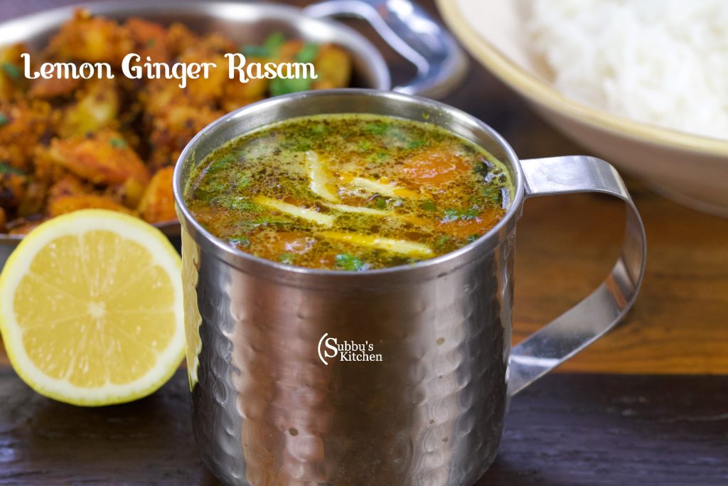 Lemon Ginger Rasam | Inji Elumichai Rasam - Subbus Kitchen