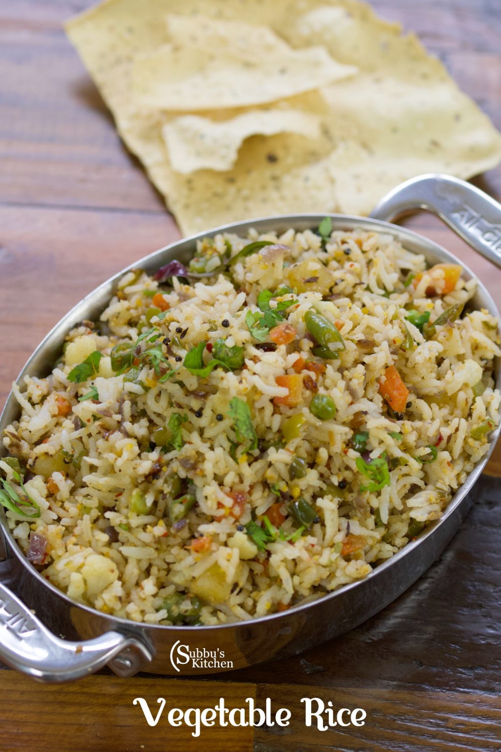 South Indian Style Vegetable Rice Recipe - Subbus Kitchen