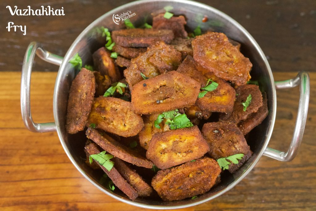 Raw Banana Fry Recipe | Vazhakkai Fry Recipe - Subbus Kitchen