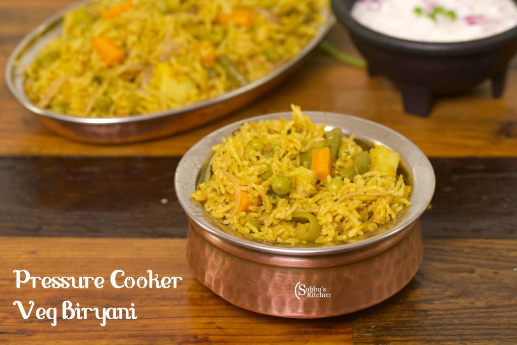 Vegetable Biryani | Easy Pressure Cooker Veg Biryani - Subbus Kitchen